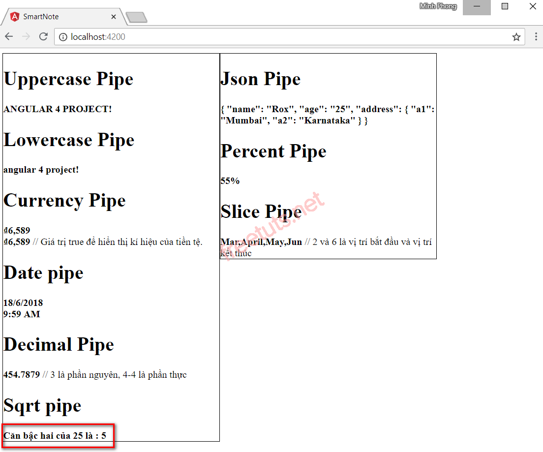 Tìm hiểu về pipe trong Angular 4 - Freetuts